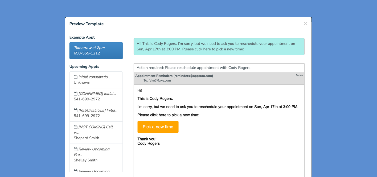 Easily reschedule any appointments on your calendar - Apptoto